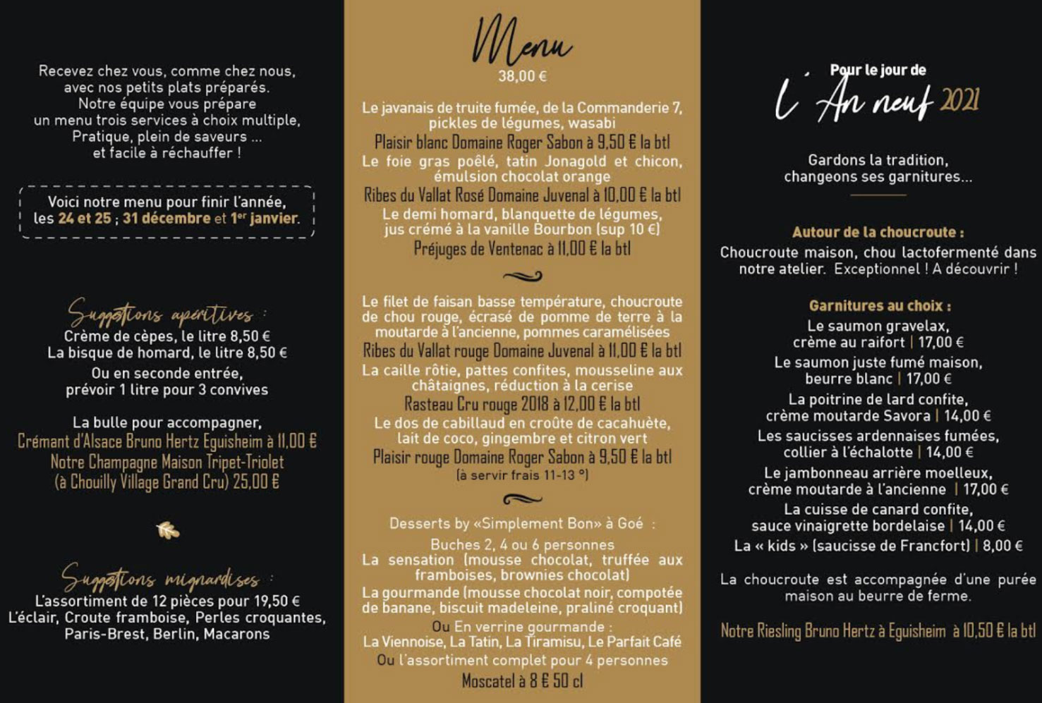 Menu à emporter - Traiteur Hansenne
